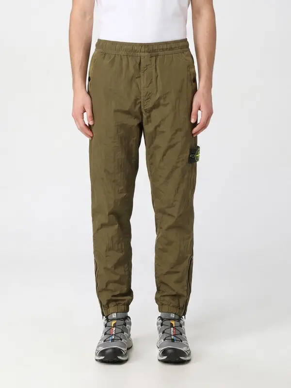 Stone Island Econyl® Nylon Jogging Trousers With Compass Logo Patch - Green