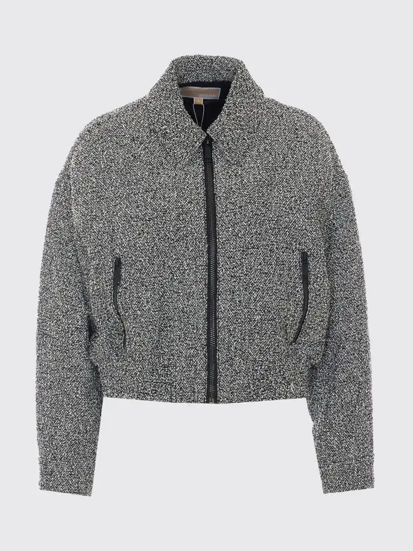 Michael Kors Cotton-blend Tweed Bomber Jacket With Classic Collar And Zip
