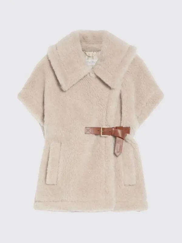 Max Mara Short Camel Fur Jacket With Lapels And Belt