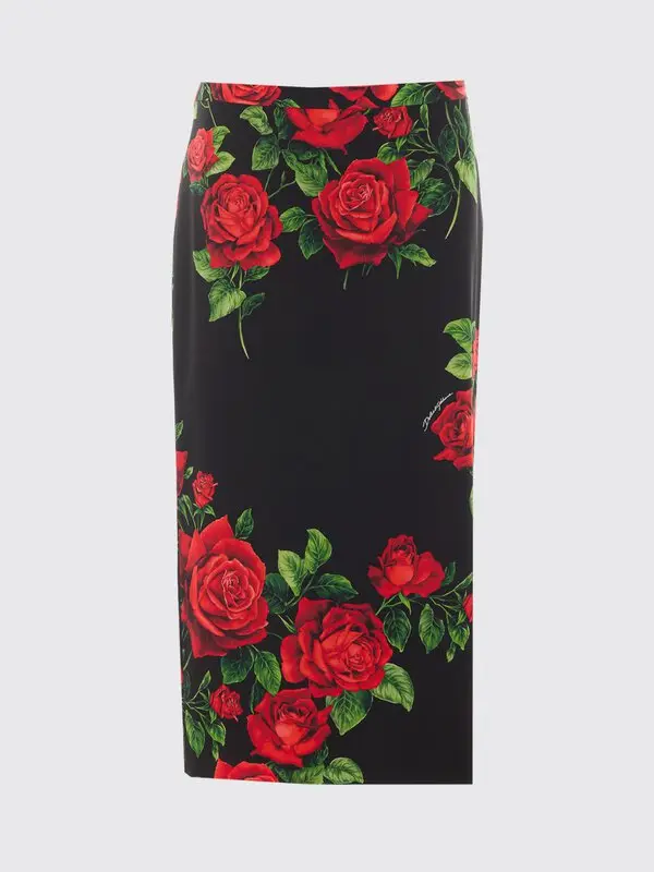 Dolce & Gabbana Floral Print Stretch-silk Pencil Midi Skirt