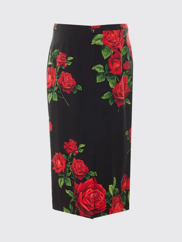 Dolce & Gabbana Floral Print Stretch-silk Pencil Midi Skirt