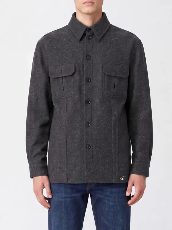 Valentino Garavani Wool And Silk Blend Shirt Jacket With Patch Pockets