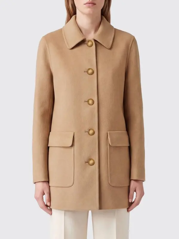 Valentino Garavani Single-breasted Short Coat In Wool And Cashmere - Beige