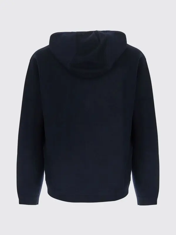 Emporio Armani Wool Knit Zipped Hoodie With Eagle Logo