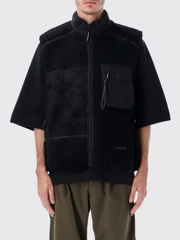 AND WANDER Technical Wool-blend Gilet With High Neck And Zip Pockets