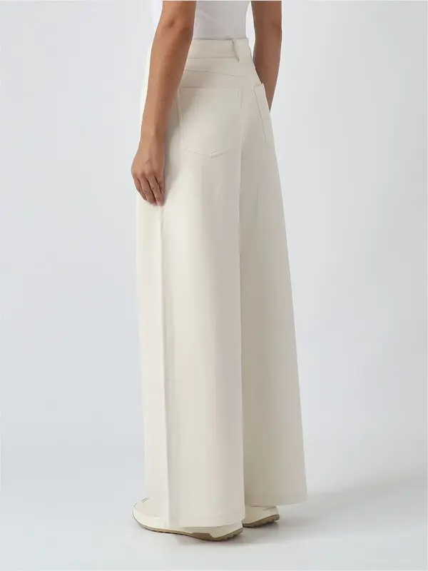 Max Mara High-waisted Wide-leg Cotton-blend Trousers