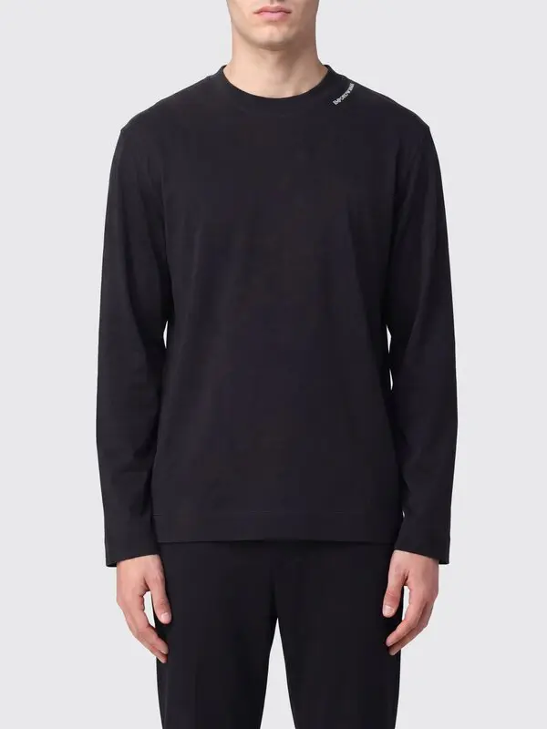 Emporio Armani Long-sleeved Modal And Silk T-shirt - Black