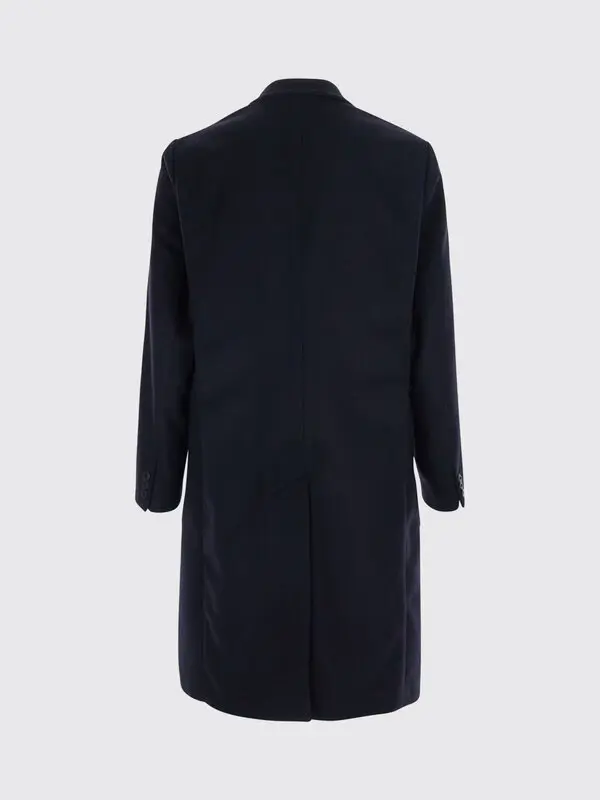 Emporio Armani Knee-length Double-breasted Coat In Wool And Cashmere - Blue