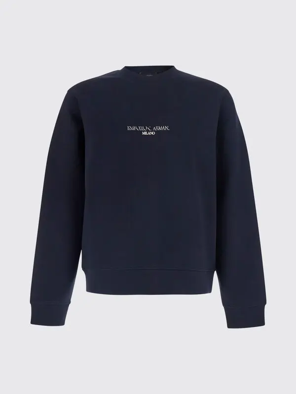 Emporio Armani Crewneck Cotton Sweatshirt With Contrast Embroidered Logo