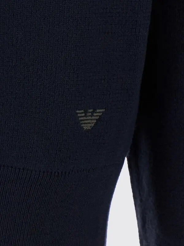 Emporio Armani Pure Wool Bomber Collar Zip-up Cardigan
