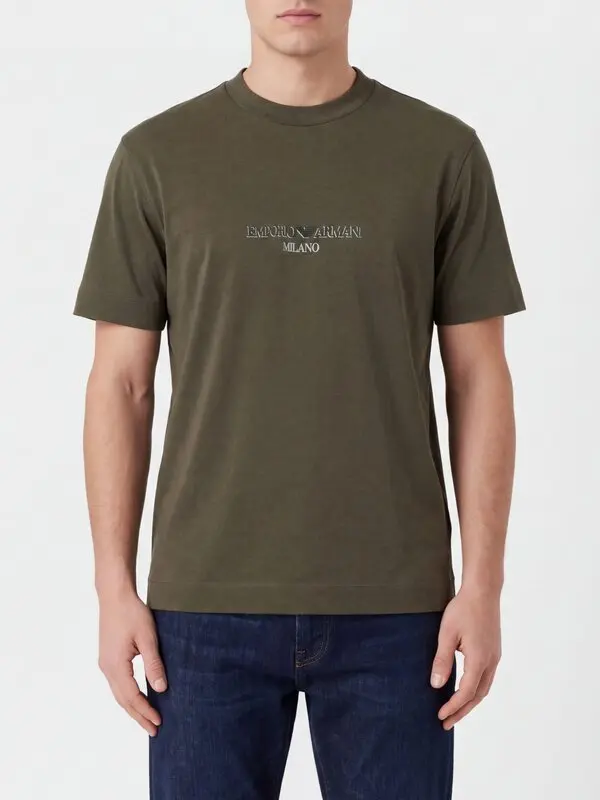 Emporio Armani Lyocell And Cotton Logo T-shirt - Green