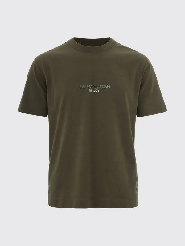 Emporio Armani Lyocell And Cotton Logo T-shirt - Green