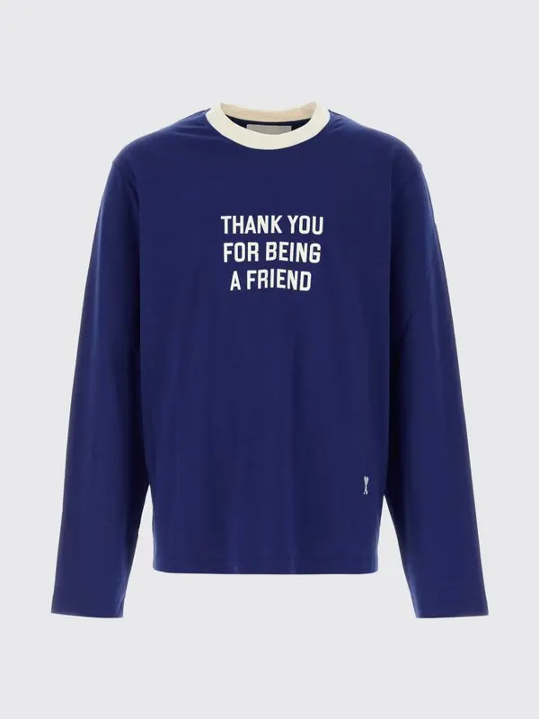 AMI Paris Long-sleeved Cotton T-shirt With Graphic Print
