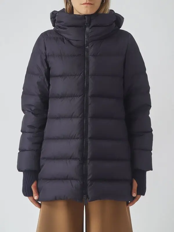 Herno A-shape Short Water-repellent Nylon Down Jacket With Hood - Navy
