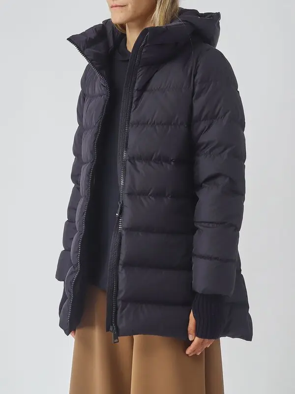 Herno A-shape Short Water-repellent Nylon Down Jacket With Hood - Navy