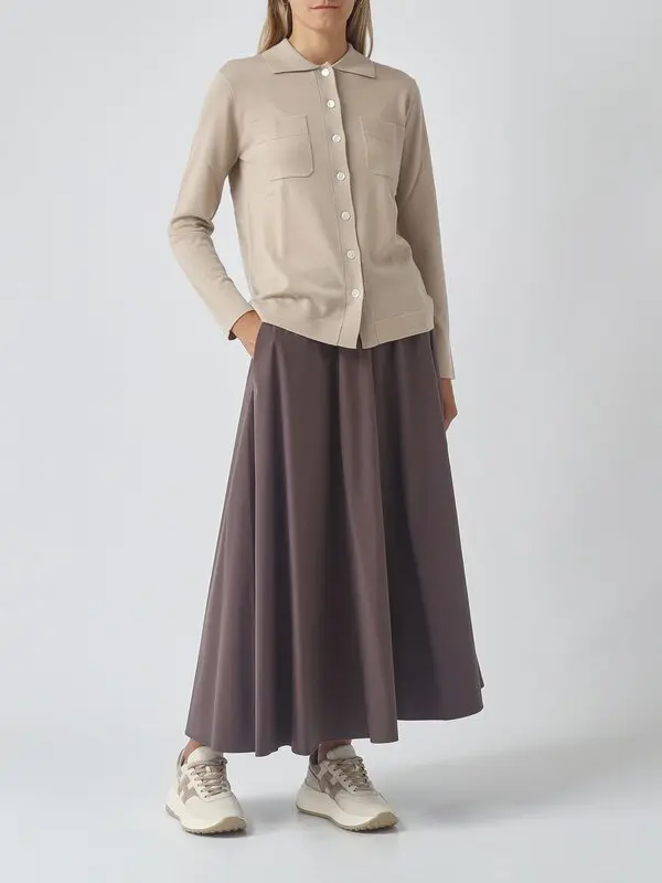 Herno High-waisted A-line Midi Skirt With Drawstring