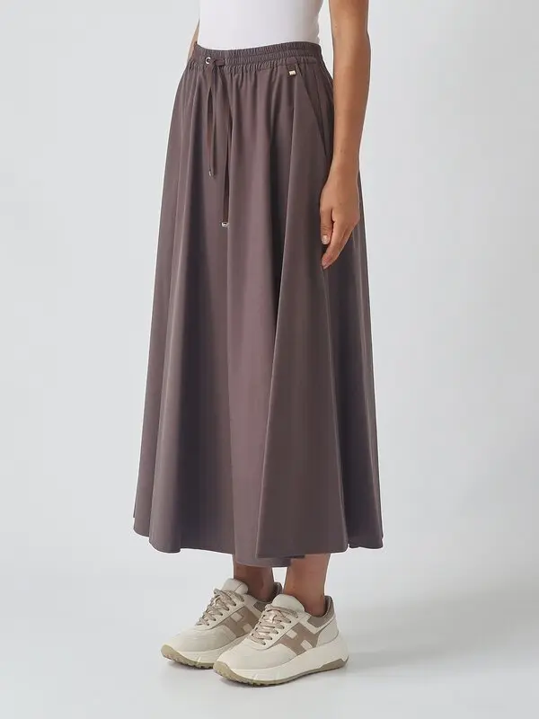 Herno High-waisted A-line Midi Skirt With Drawstring