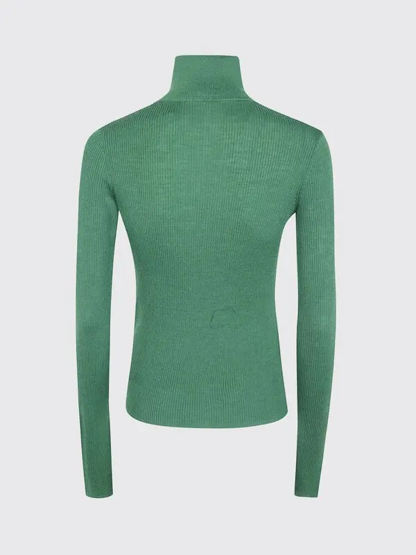 THE FRANKIE SHOP Ribbed Slim Fit Jumper In Merino Wool And Silk With Zip