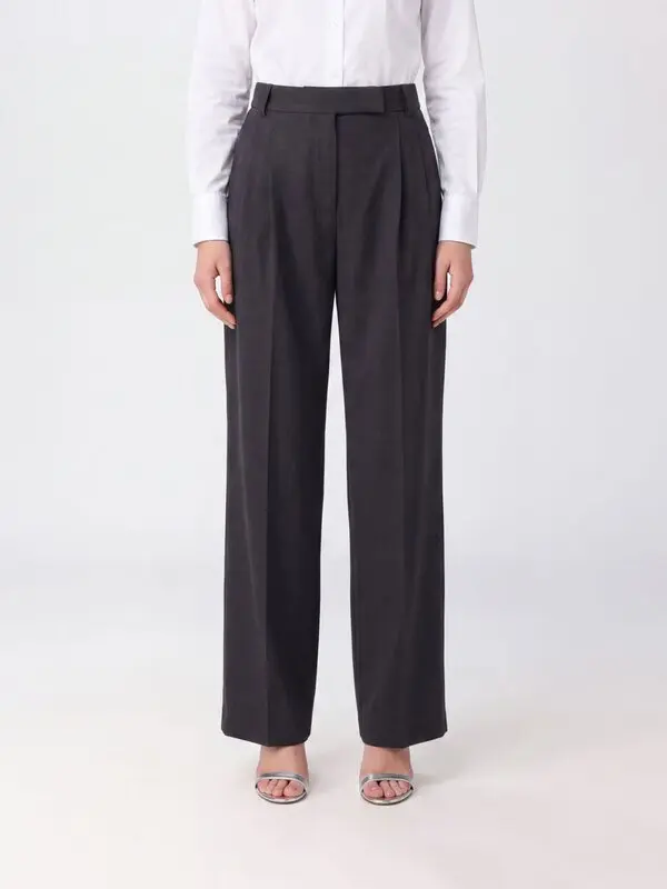 THE FRANKIE SHOP High-waisted Straight Trousers In Crêpe With Darts - Brown