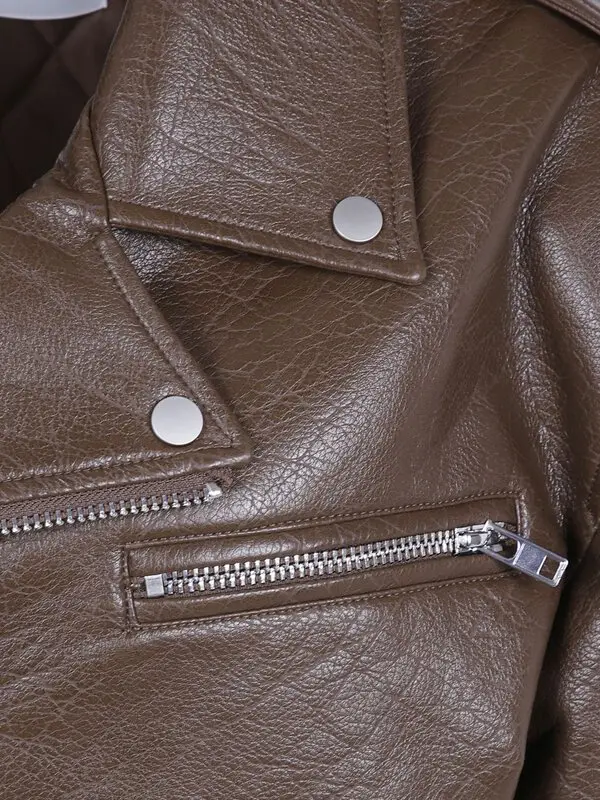 THE FRANKIE SHOP Daphne Faux Leather Biker Jacket With Asymmetric Zip
