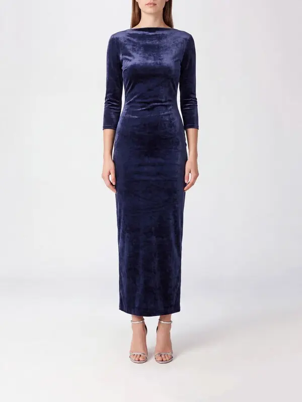 Giorgio Armani Slim Fit Velvet Midi Sheath Dress With V-back - Black