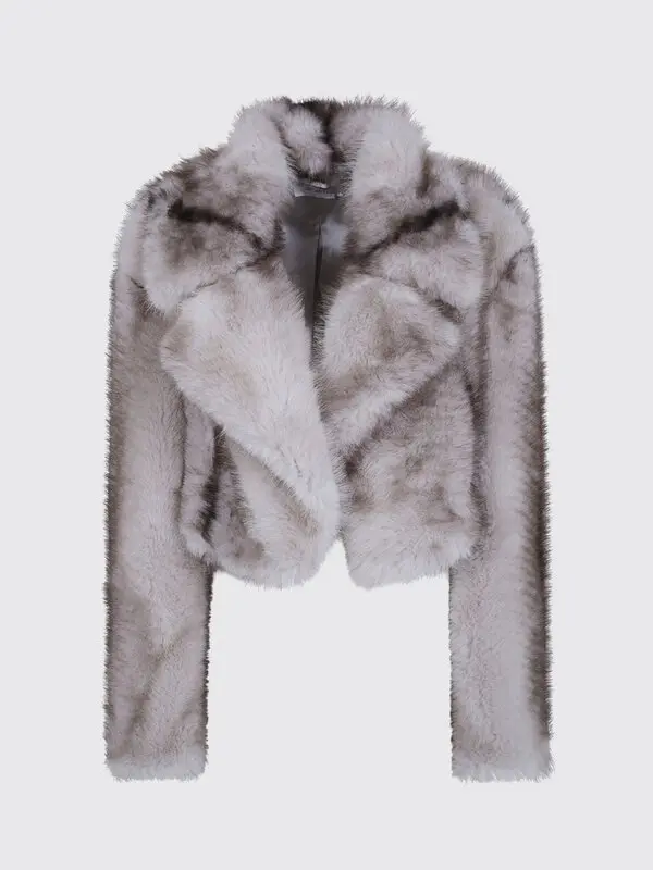 Sportmax Short Faux-fur Coat With Lapel Collar And Concealed Fastening