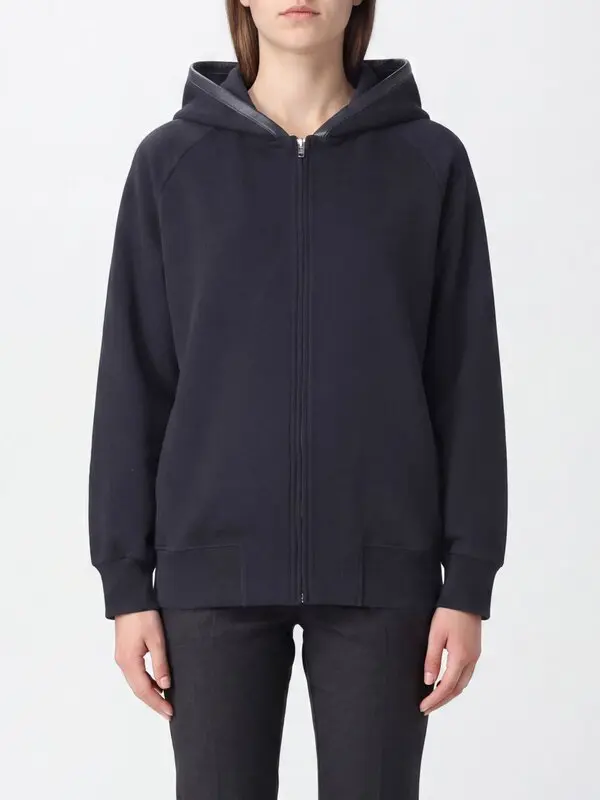 SEMICOUTURE Relaxed Fit Wool Knit Zip-up Hoodie With Dropped Shoulders - Black