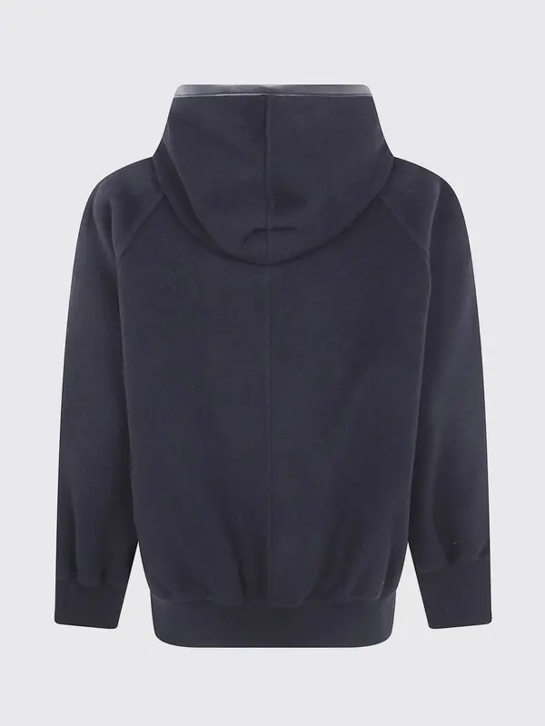 SEMICOUTURE Relaxed Fit Wool Knit Zip-up Hoodie With Dropped Shoulders - Black