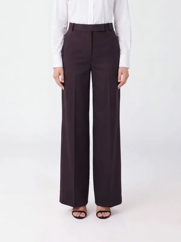 JOSEPH High-waisted Wide Leg Tailored Trousers In Viscose And Cotton Blend - Red