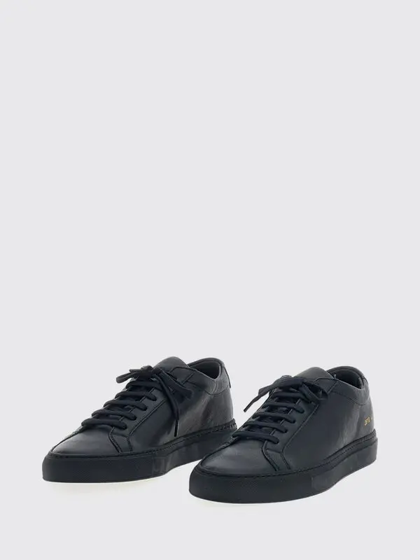 COMMON PROJECTS Achilles Low Smooth Calfskin Sneakers With Laminated Logo - Navy