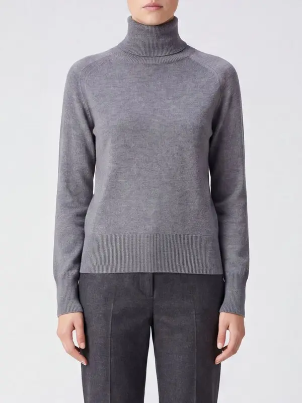JOSEPH 100% Cashmere Turtleneck Jumper With Long Sleeves And Ribbed Trims - Grey