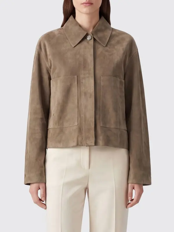JOSEPH Suede Leather Shirt Jacket With Patch Pockets And Dropped Shoulders - Brown