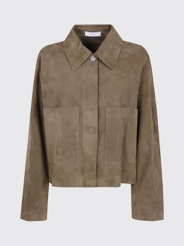 JOSEPH Suede Leather Shirt Jacket With Patch Pockets And Dropped Shoulders
