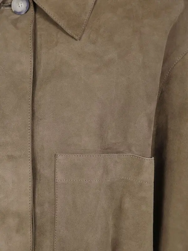JOSEPH Suede Leather Shirt Jacket With Patch Pockets And Dropped Shoulders