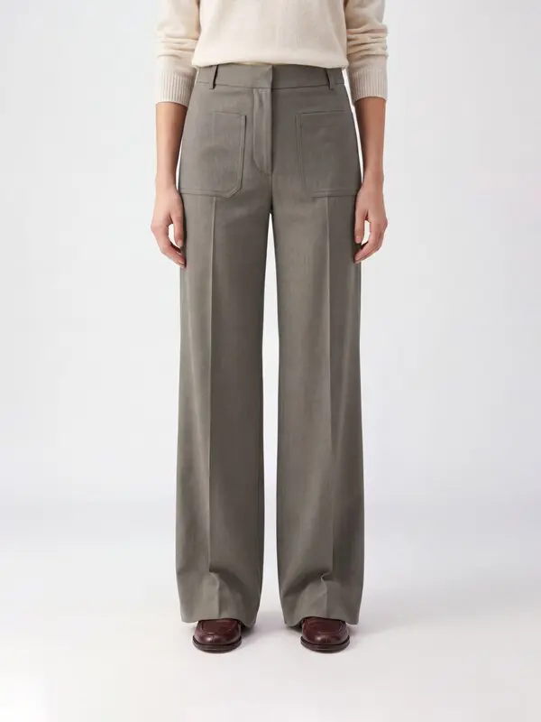 Victoria Beckham Alina Tailored Wide-leg Trousers In Wool Blend - Green