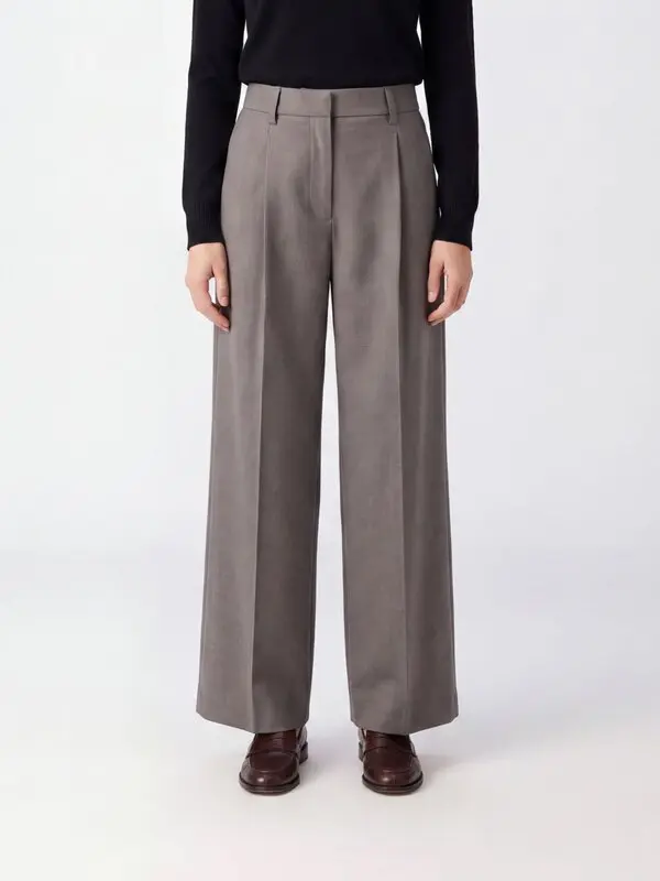 Filippa K High-waisted Pleated Wide-leg Trousers In A Wool Blend - Brown