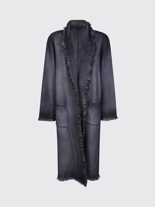 Avant Toi Virgin Wool-blend Coat With Shawl Collar And Fringed Hem