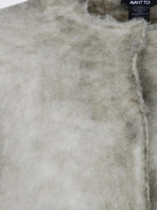 Avant Toi Alpaca Wool-blend Short Coat With Crew Neck And Patch Pockets