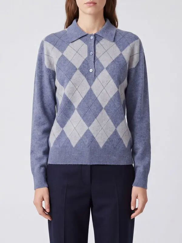 RÓHE Argyle Long-sleeved Knit Polo