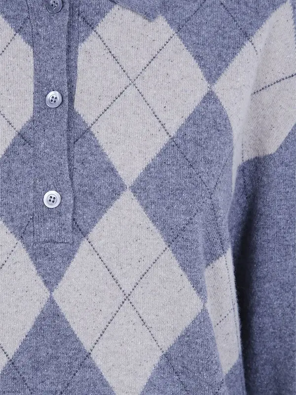 RÓHE Argyle Long-sleeved Knit Polo