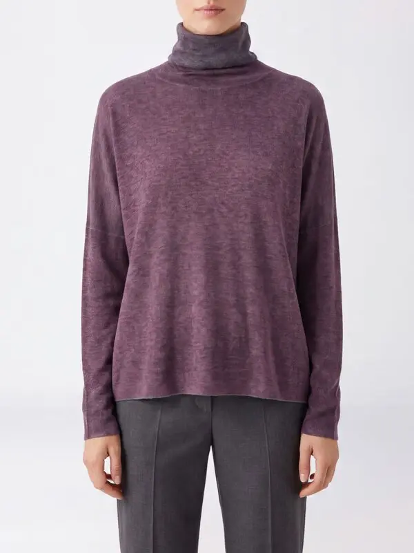 Avant Toi Wool And Cashmere Blend Turtleneck Jumper With Long Sleeves And Ribbed Trims - Red