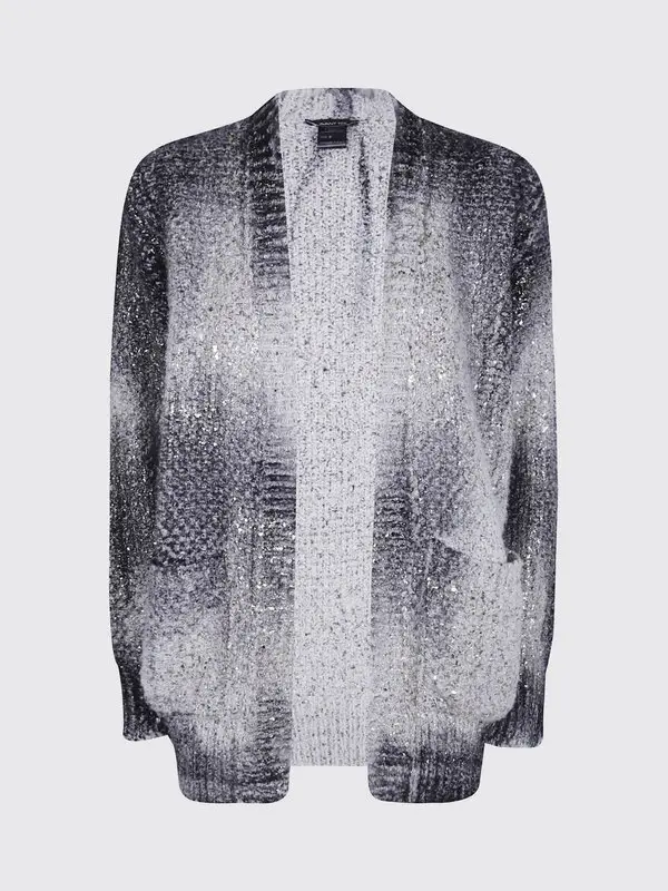 Avant Toi Cotton And Wool Blend Cardigan With Abstract Pattern And Patch Pockets