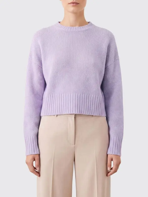 KUJTEN 100% Cashmere Crewneck Jumper With Dropped Shoulders - Pink