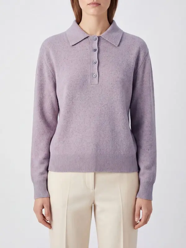 RÓHE Long-sleeved Knit Polo Shirt In Wool, Silk, And Cashmere Blend