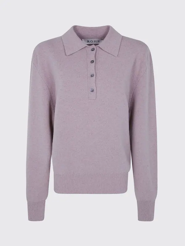 RÓHE Long-sleeved Knit Polo Shirt In Wool, Silk, And Cashmere Blend
