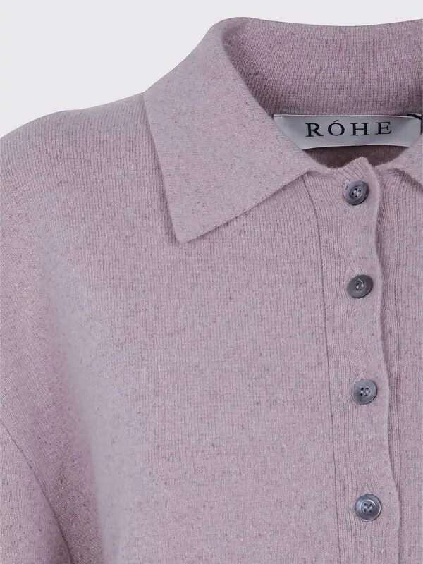 RÓHE Long-sleeved Knit Polo Shirt In Wool, Silk, And Cashmere Blend