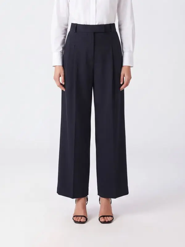 BY MALENE BIRGER Cropped Wide-leg Tailored Trousers With High Waist In Crêpe - Black