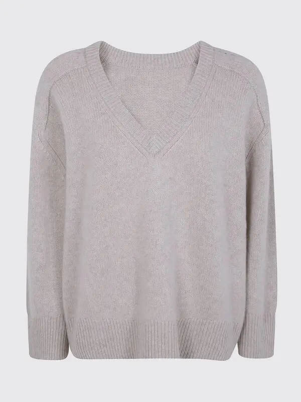 KUJTEN 100% Cashmere V-neck Jumper With Dropped Shoulders - Nude
