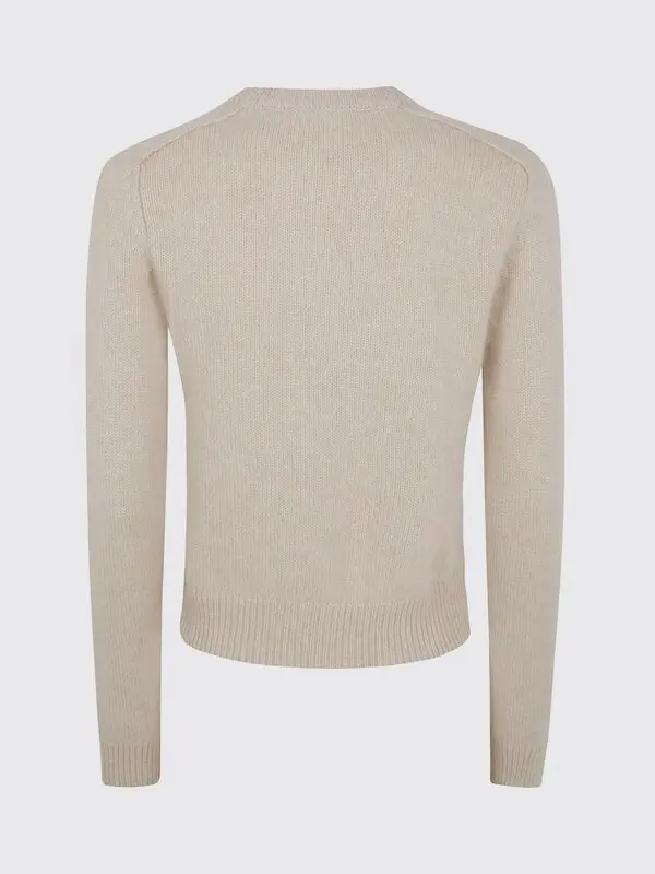 KUJTEN 100% Cashmere Crewneck Jumper With Long Sleeves And Ribbed Trims - Natural