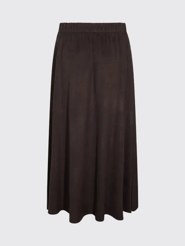 Herno Flared Wool Blend Knit Midi Skirt With High Waist And Drawstring - Black